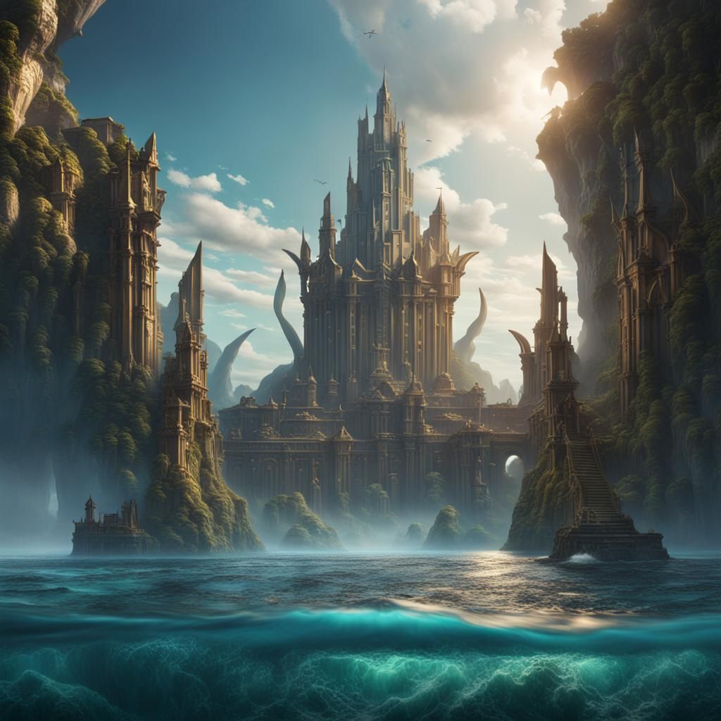 Atlantis rising from the ocean - AI Generated Artwork - NightCafe Creator