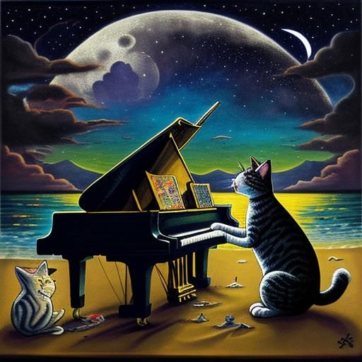 Surreal musical cat - AI Generated Artwork - NightCafe Creator