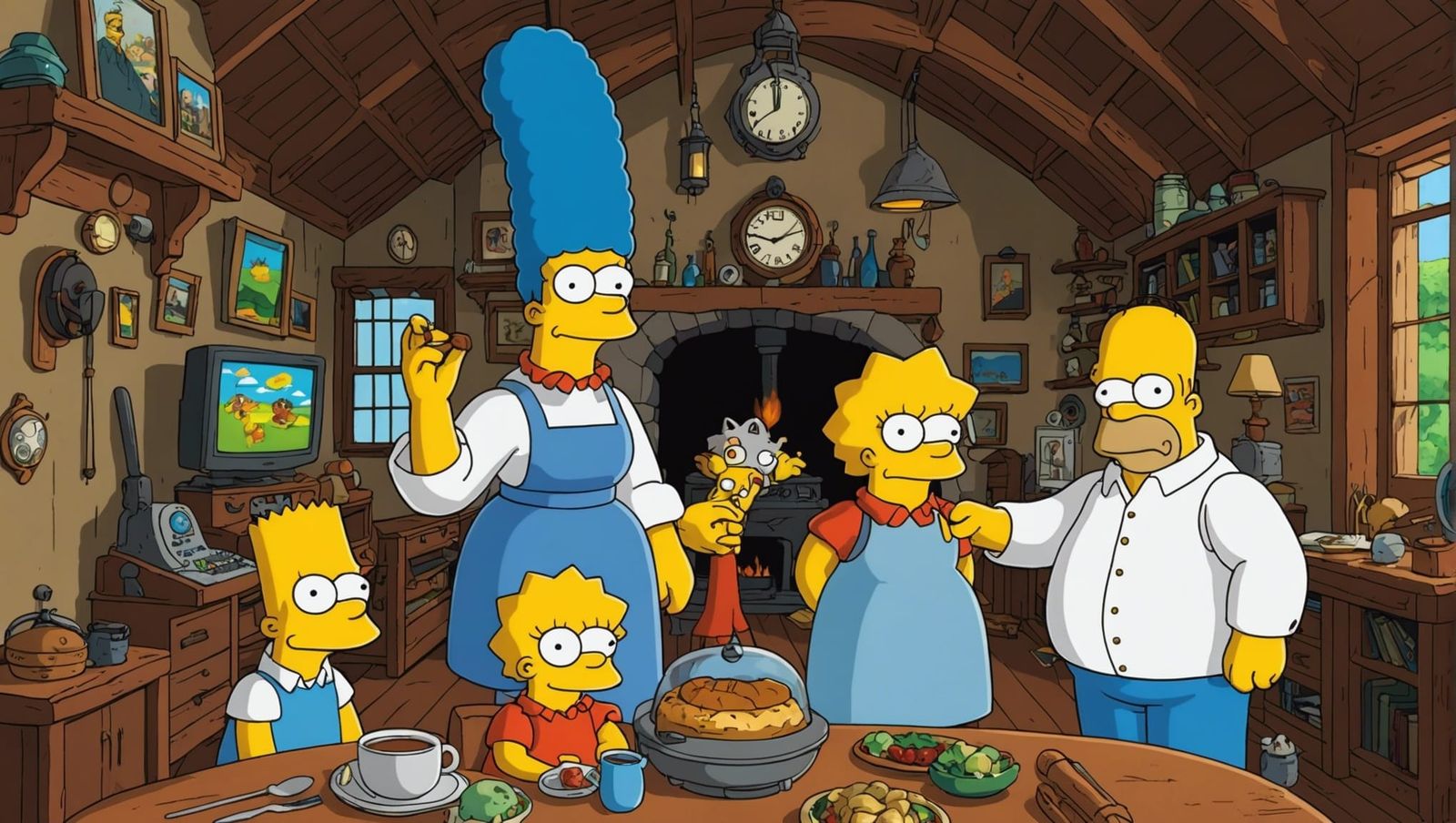 The simpsons characters in the style studio ghibli howl's moving castle ...