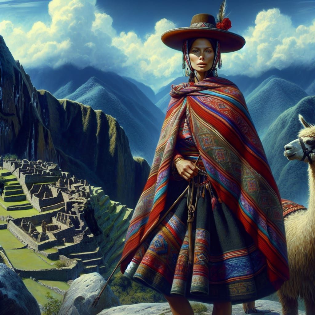 Peruvian woman warrior from Peru in traditional clothing consisting of ...