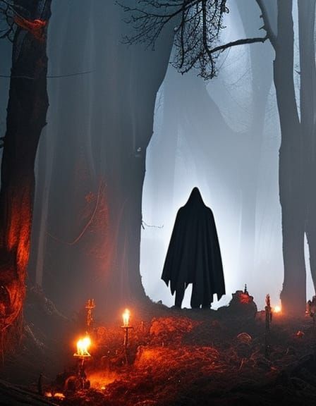 Face a dementor with a reaper and scary tunic in hell, above a pile of ...