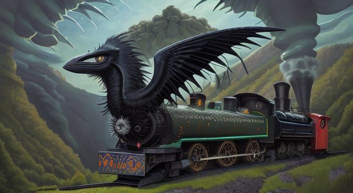 raven steam engine - AI Generated Artwork - NightCafe Creator