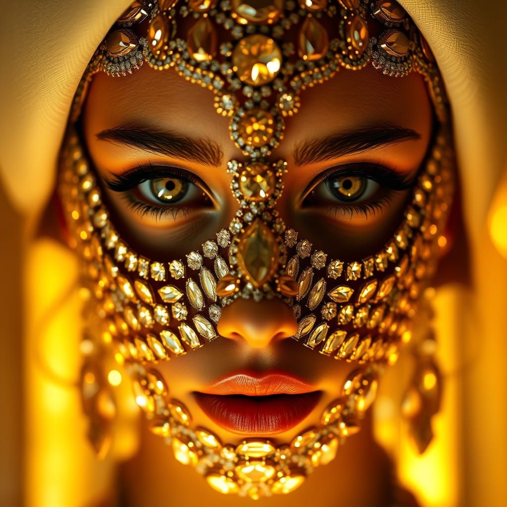 Hyperrealistic Vintage Glamour Portrait with Diamo... - AI Art