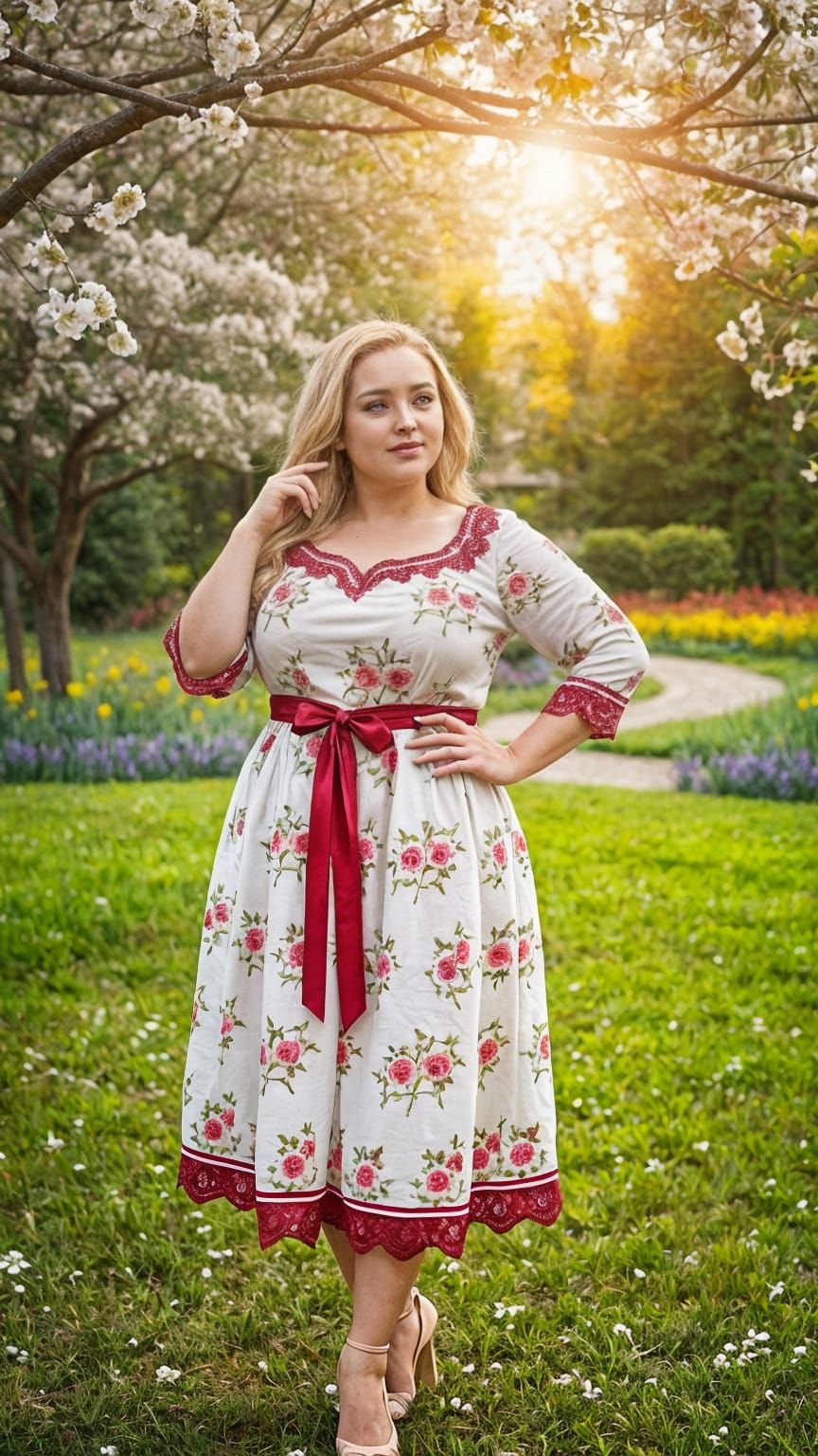 BBW in a Springtime Dress - BBW in a Springtime Dress