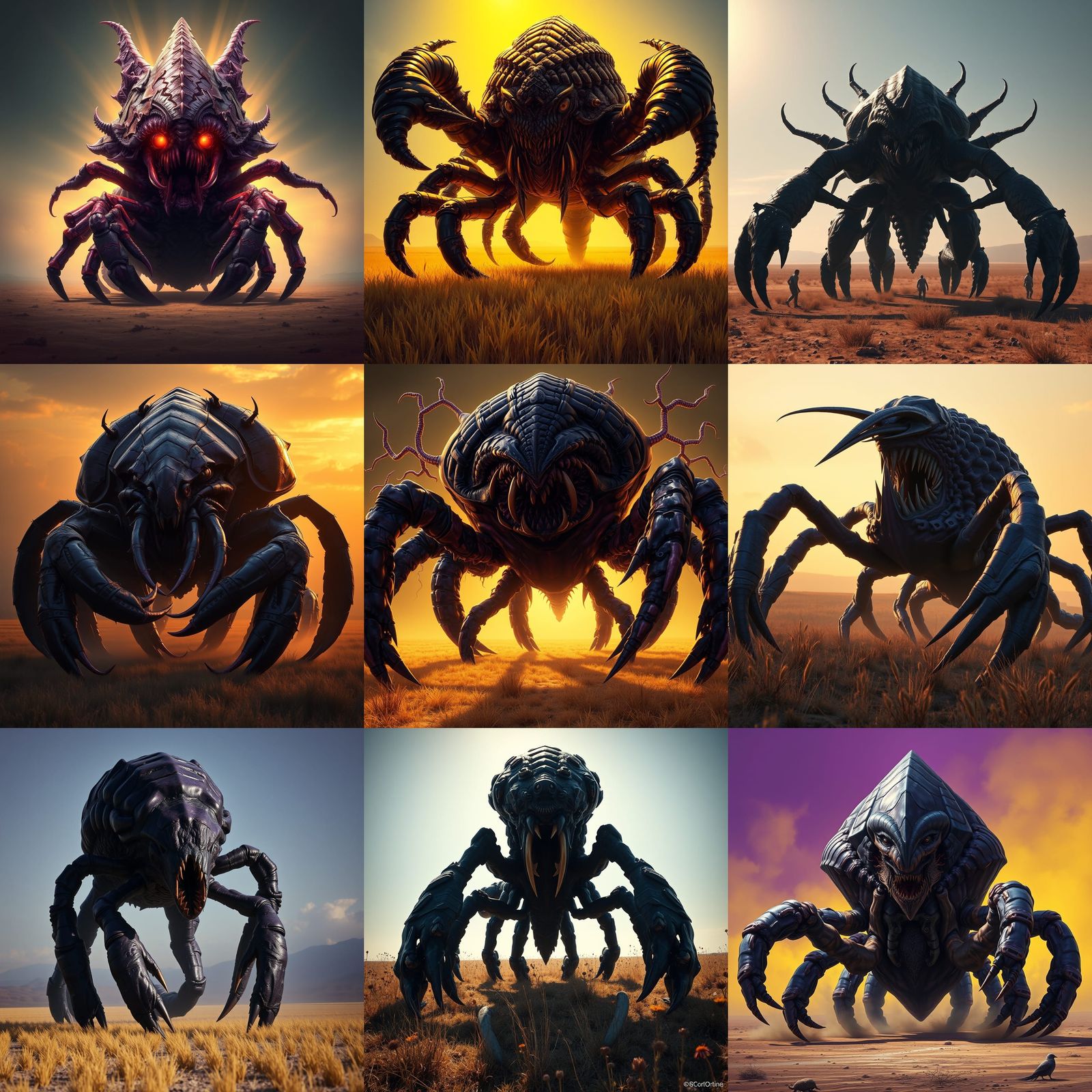 Dark Fantasy Crustacean Creature with Interlocking... - AI Art