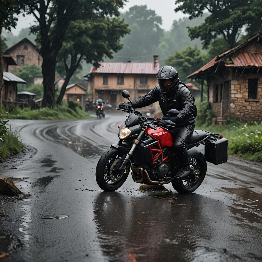 Rider in Rain - AI Generated Artwork - NightCafe Creator