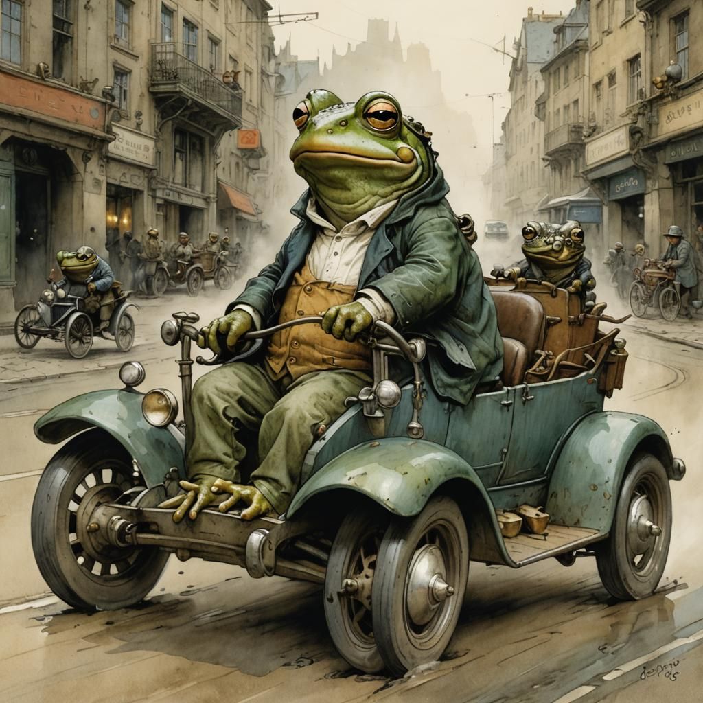 Frog driving a car Jean-Baptiste Monge - AI Generated Artwork ...