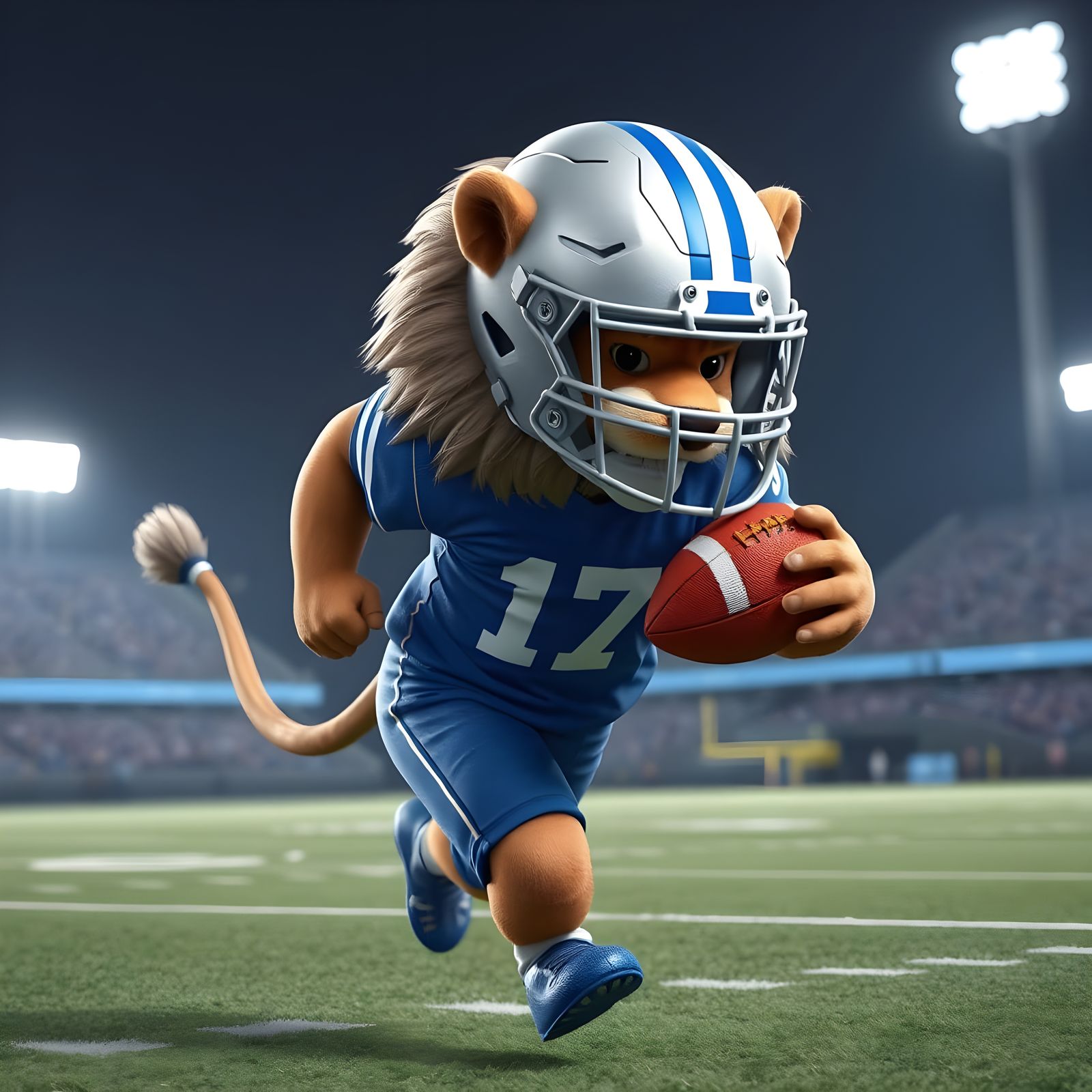 A lion playing American football - A lion playing American f...