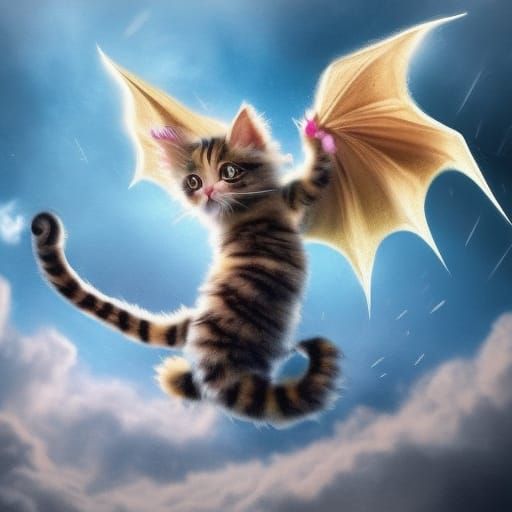 A kitten dragon flying in the sky - AI Generated Artwork - NightCafe ...