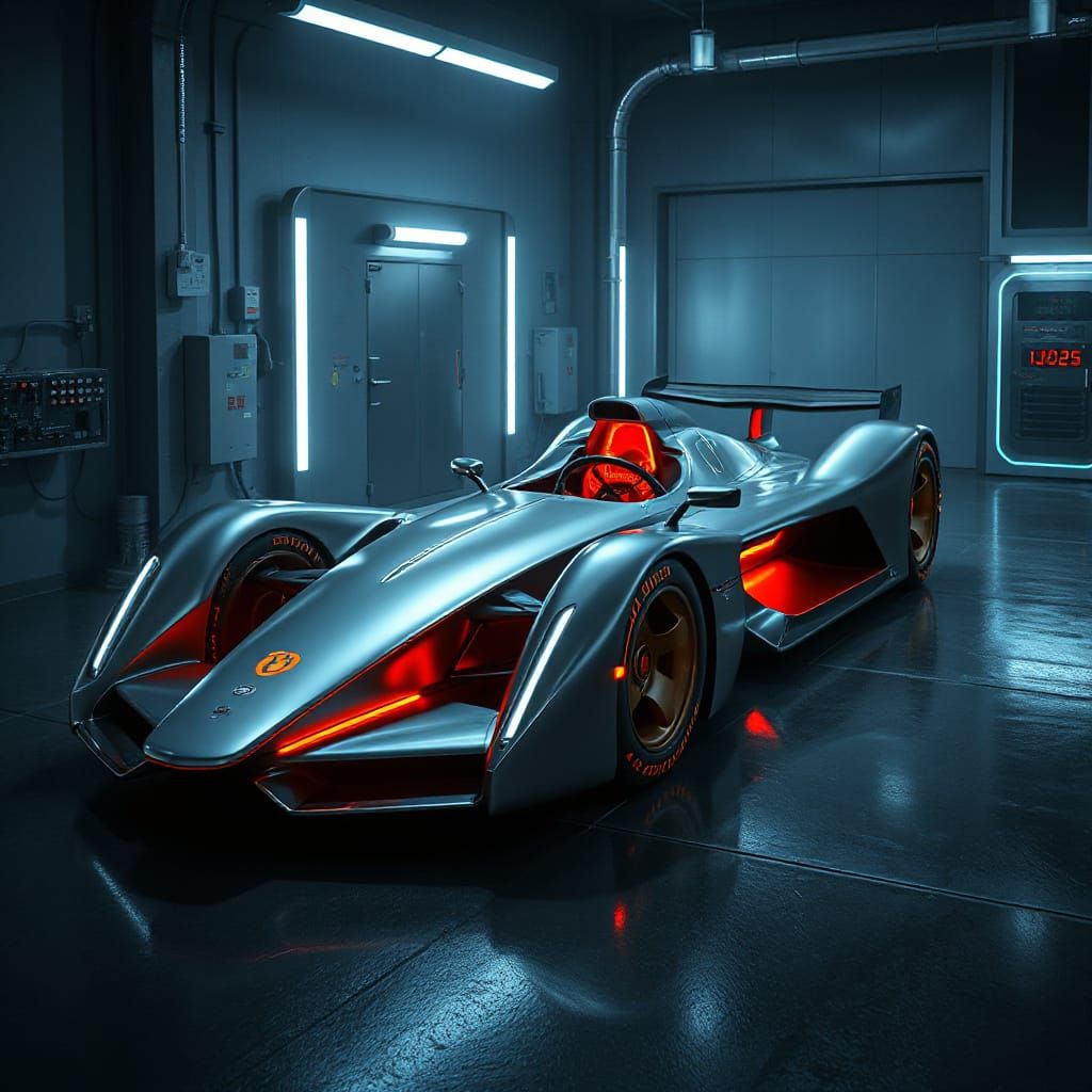 Futuristic F1 Car with Neon Circuits in Cyberpunk ... - AI Art
