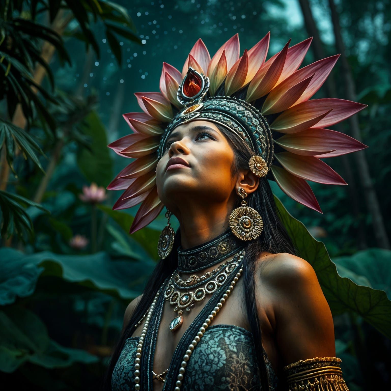 A 35-year-old sacred female Indigenous goddess wit... - AI Art