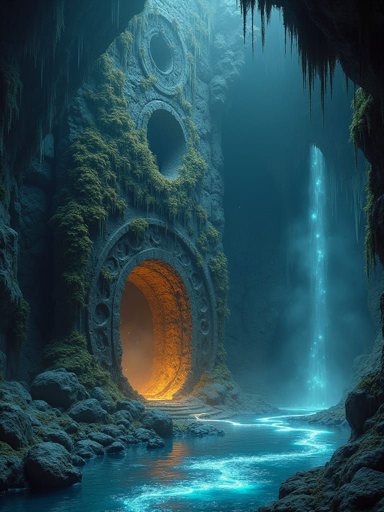 Ancient Temple in the Underdark Depths - AI Art