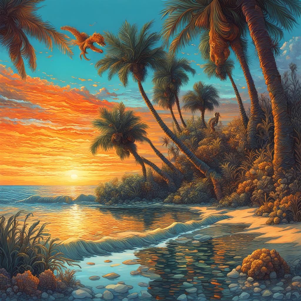 PREHISTORIC BEACH SCENE - AI Generated Artwork - NightCafe Creator