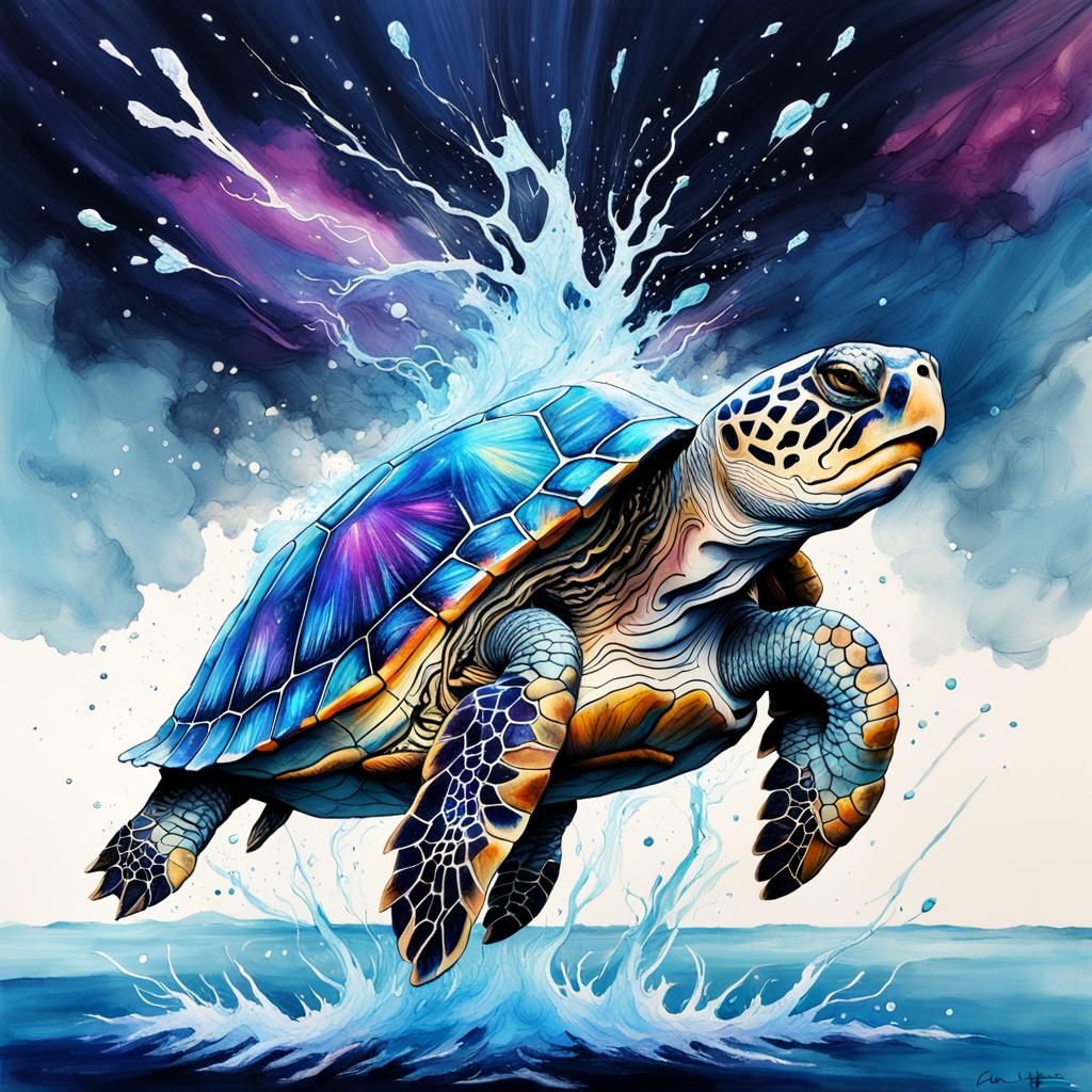 Blue turtle - Cosmic Turtle Emerges from Galactic Storm