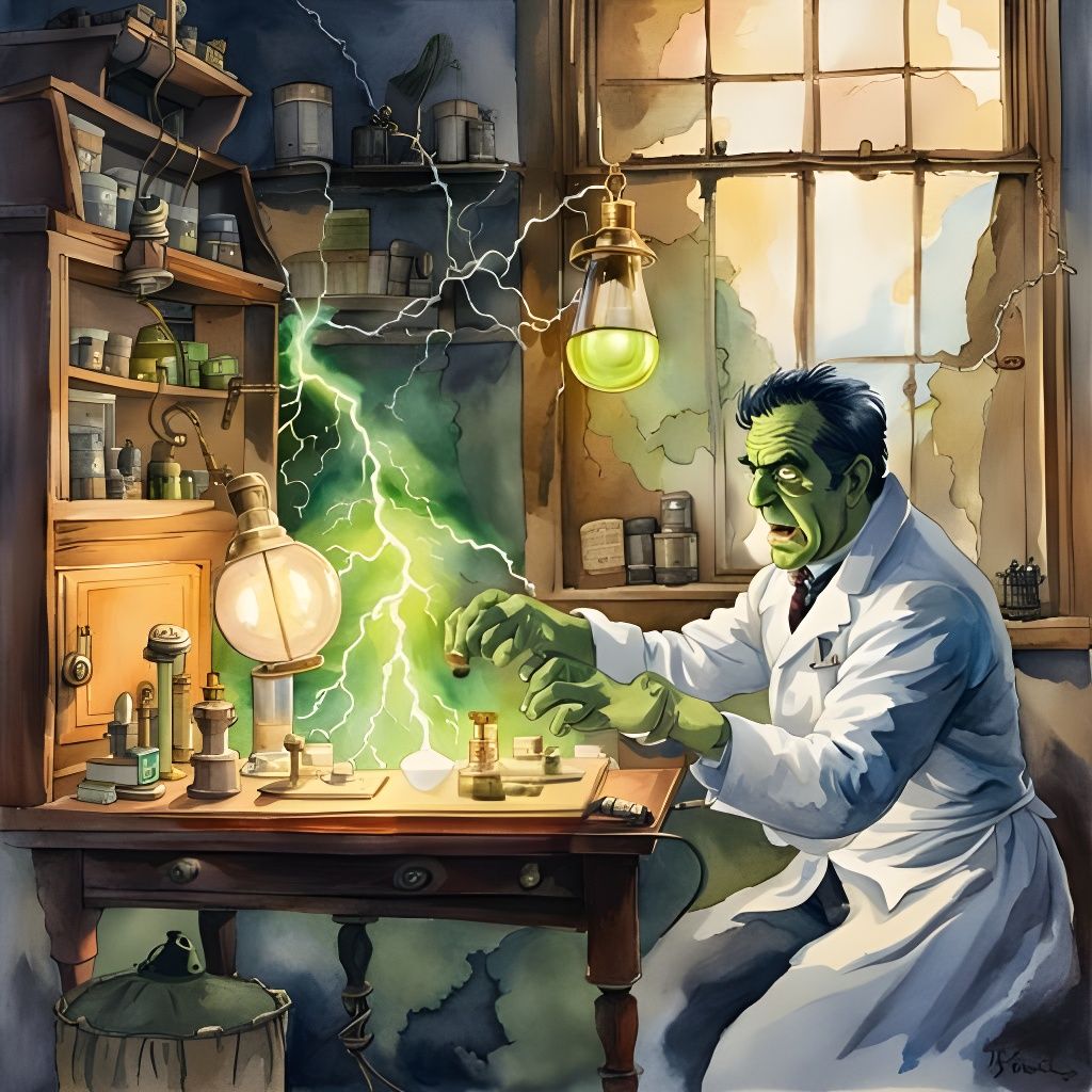 Dr Frankenstein's monster trying his hands at being a mad scientist ...