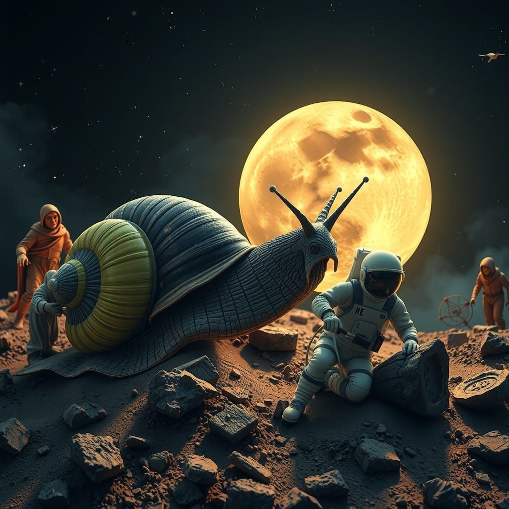 Macabre,hunting huge snail chasing and eating astronauts on the moon ...