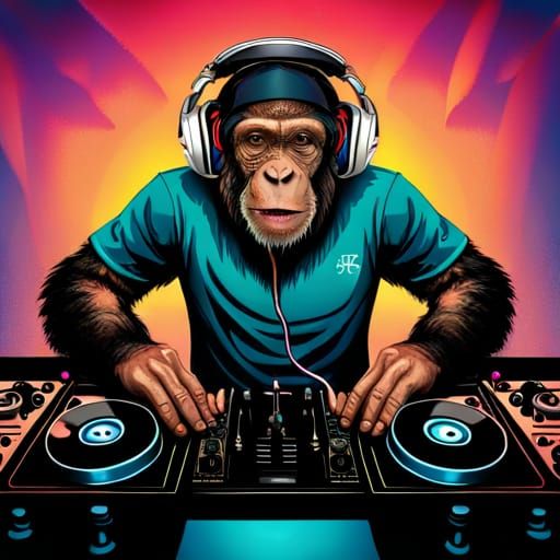 Party Time with DJ Chimp & Zee - AI Generated Artwork - NightCafe Creator