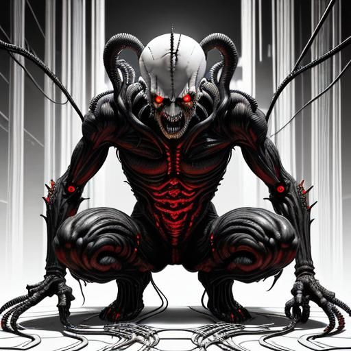 Frightening, hyperrealistic, gothic cyberpunk art, grisly concept art ...