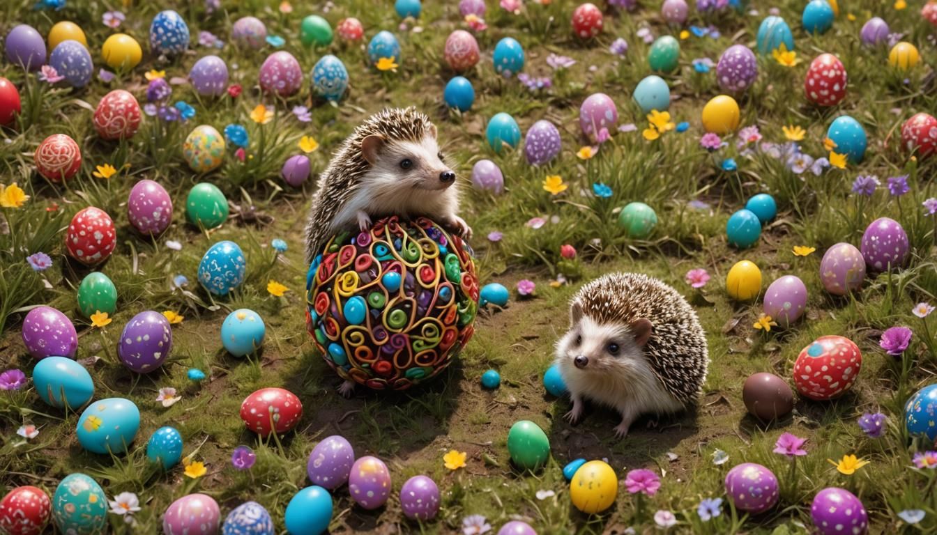 Hedgehogs been hunting for Easter eges - AI Generated Artwork ...