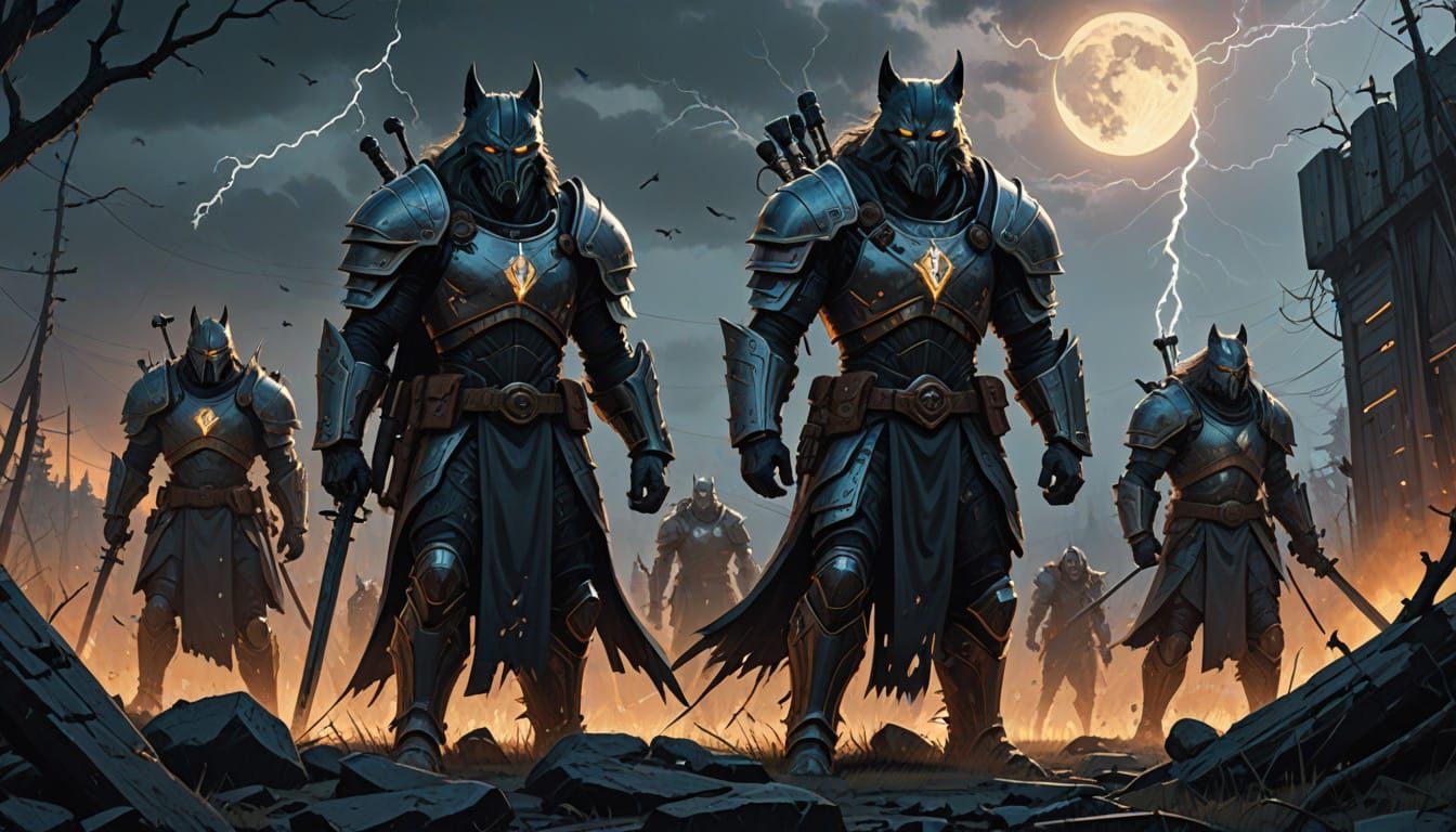 Nordic Warriors Stand Firm Against Raging Storm in... - AI Art