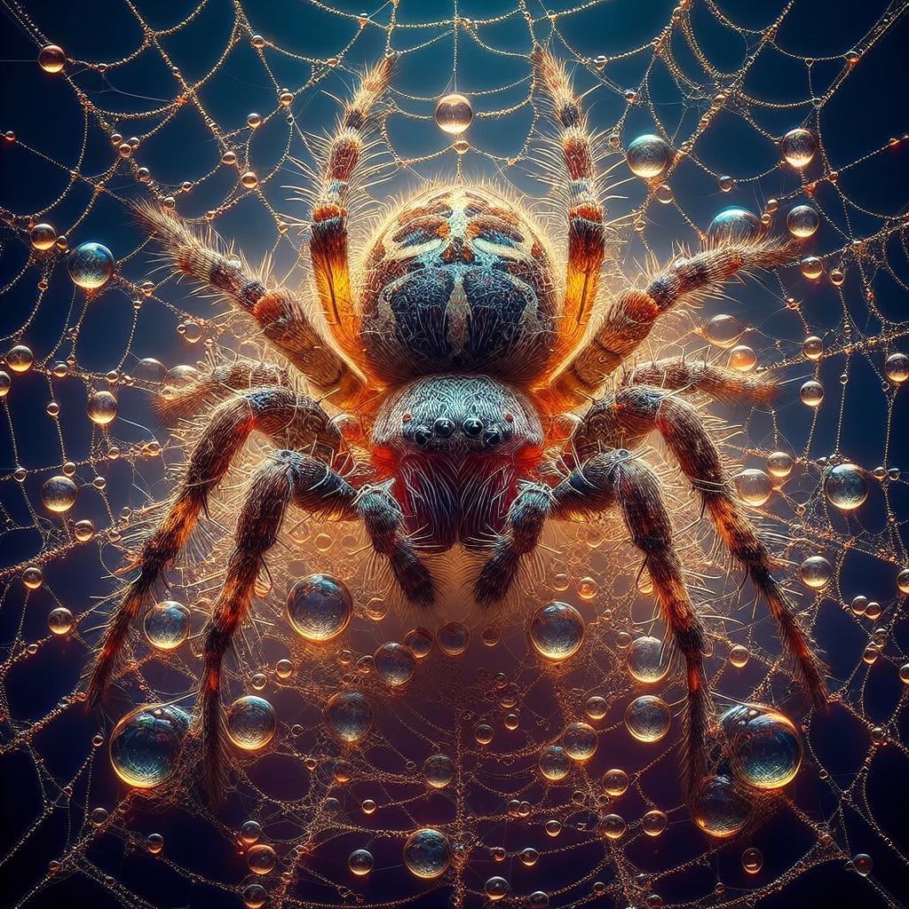 Spider on its spiderweb - AI Generated Artwork - NightCafe Creator