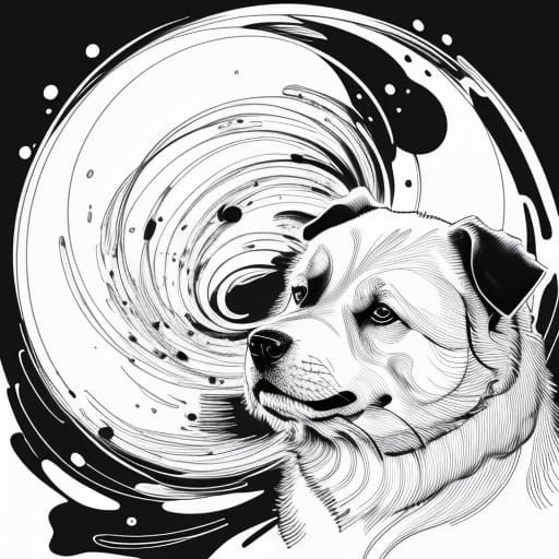 An abstract minimalistic single uninterrupted line drawing of one ...