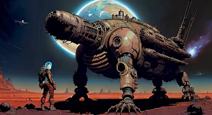 (3rd Earth:1.3) epic sci-fi landscape (by Katsuhiro Otomo & Josan ...