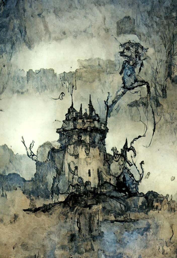 grainy murky simple psychedelic fantasy castle - AI Generated Artwork ...