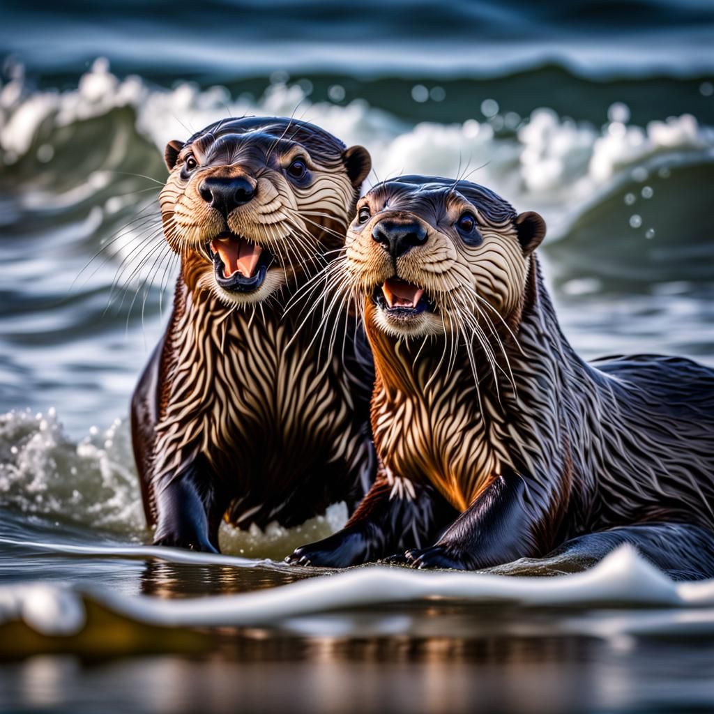 Happy otters playing in the surf 🌊 - AI Generated Artwork - NightCafe ...