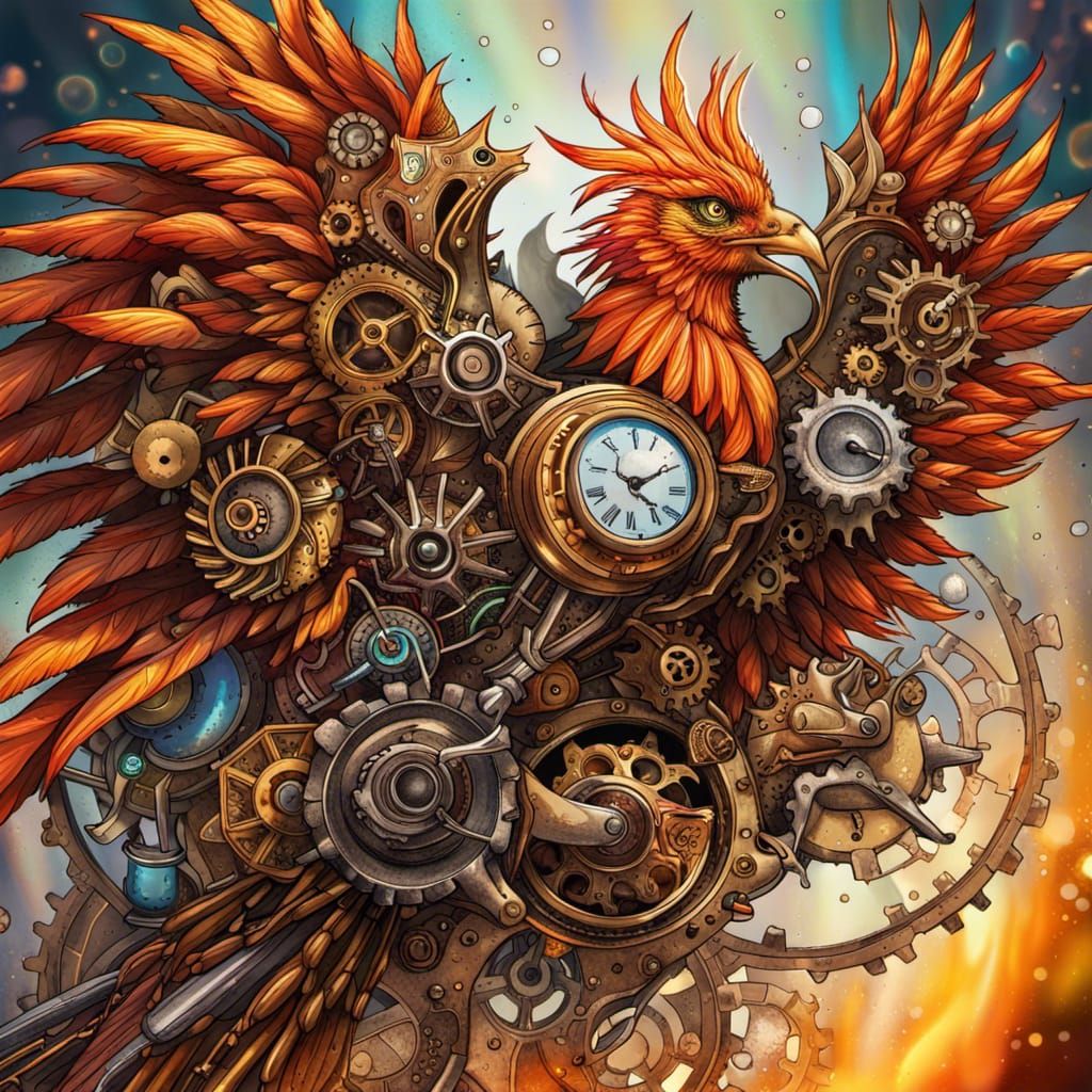 Steampunk phoenix - AI Generated Artwork - NightCafe Creator