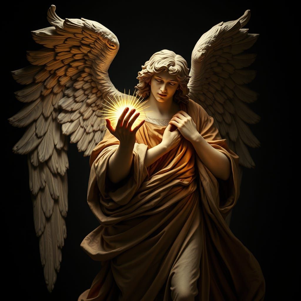 Majestic Angel in Renaissance Style, Radiant Light... - AI Art