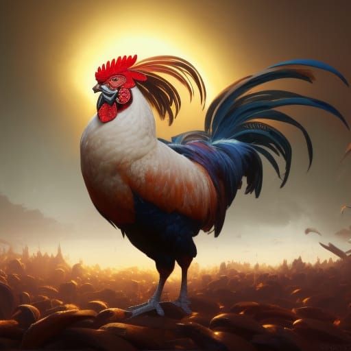 Roosters ; flamboyant ; a masterpiece, 8k resolution, dark fantasy concept art, by Greg ...