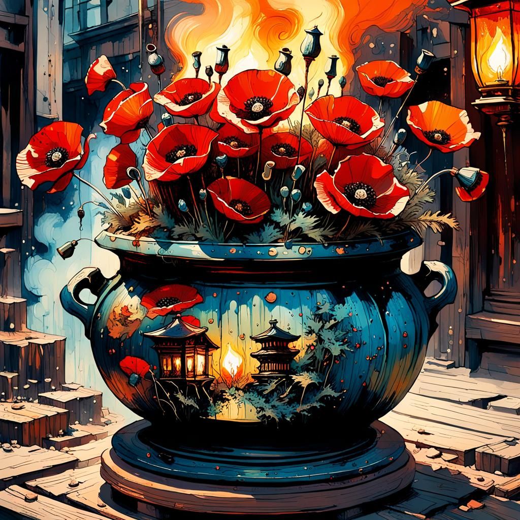 poppy pot. - AI Generated Artwork - NightCafe Creator