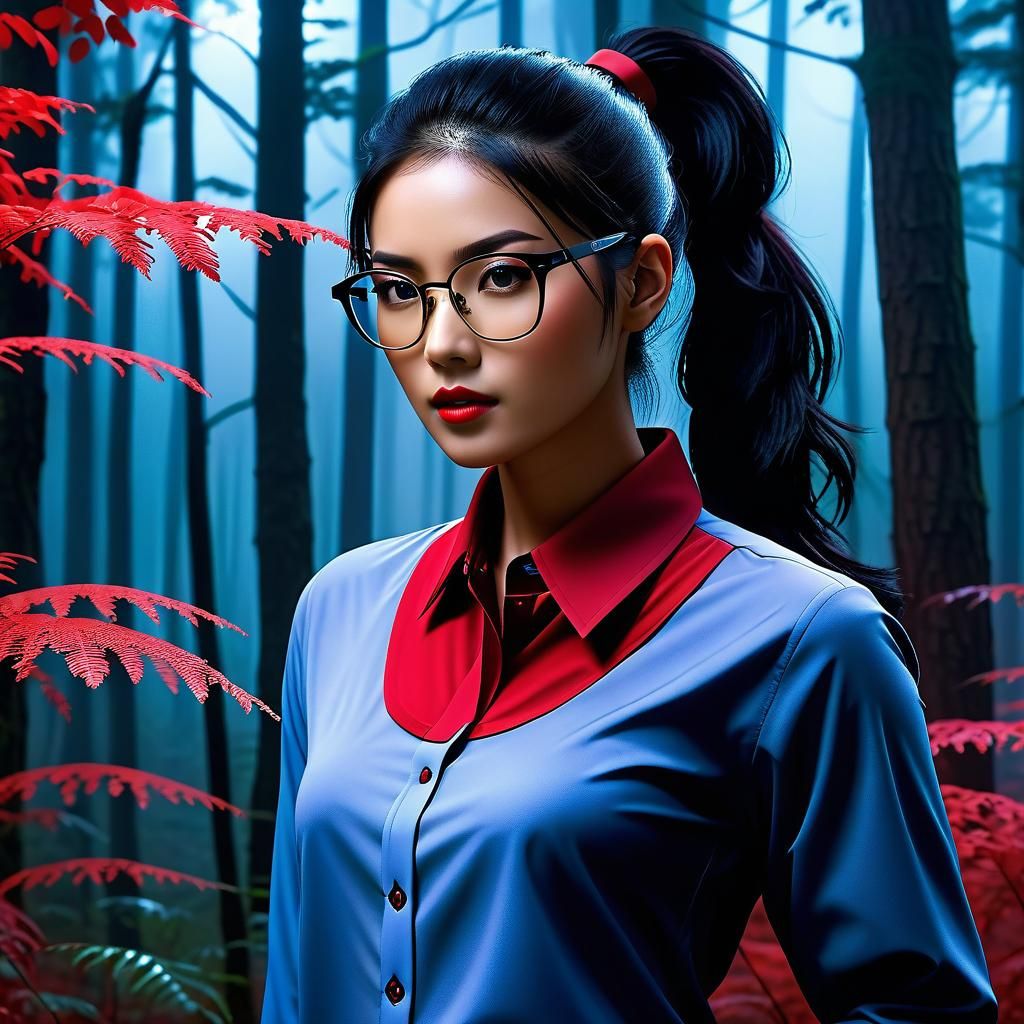 Titaness Kitana in an eerie forest at night - AI Generated Artwork ...