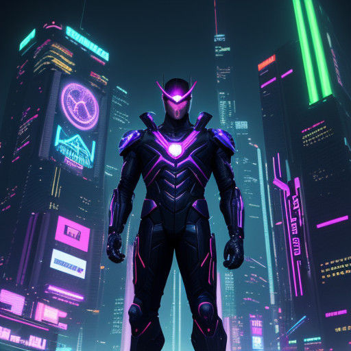 Cyberpunk Heroes Stand Tall in Synthwave Futurism - AI Art