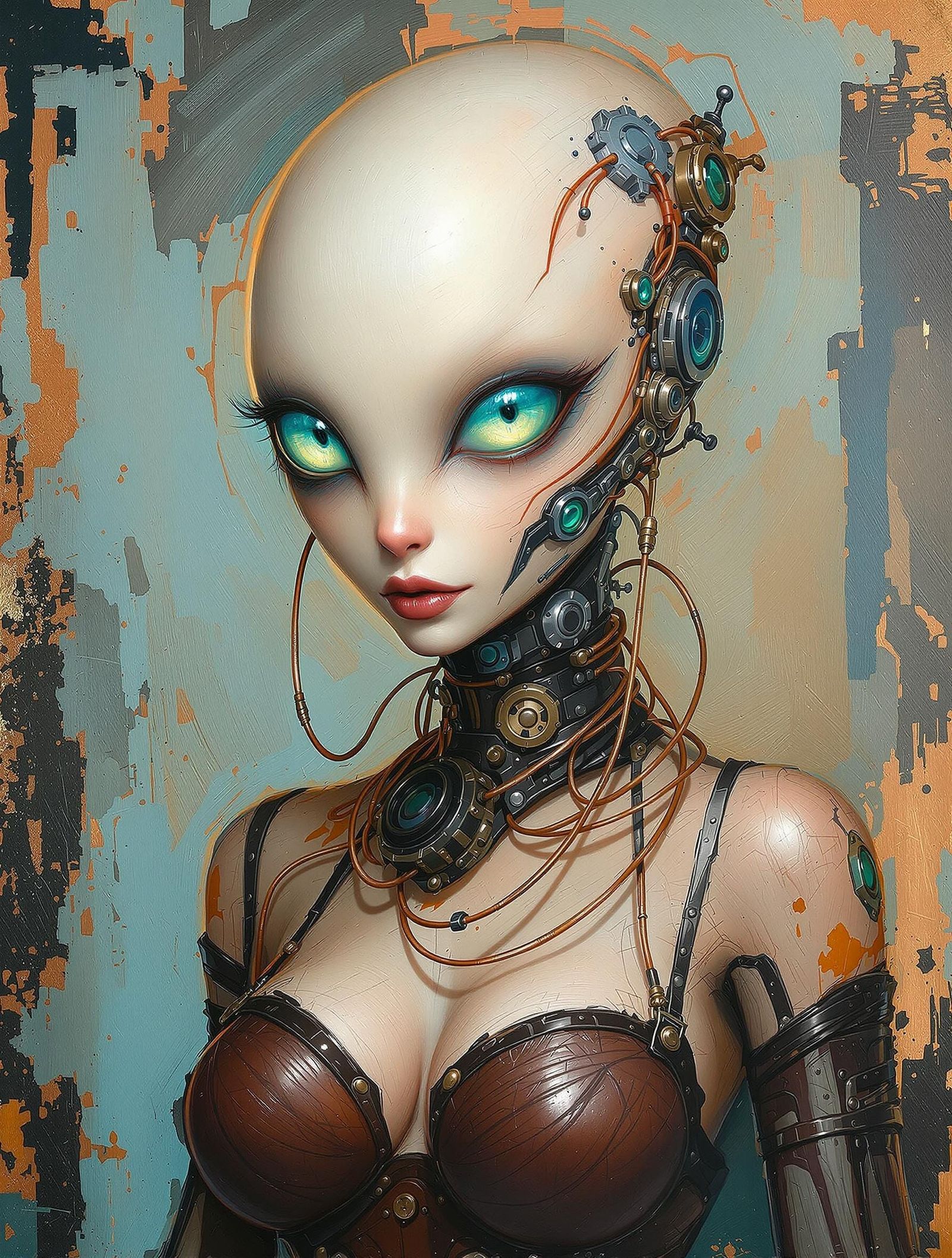 Steampunk Alien - Steampunk Alien in Impressionist Impasto S...