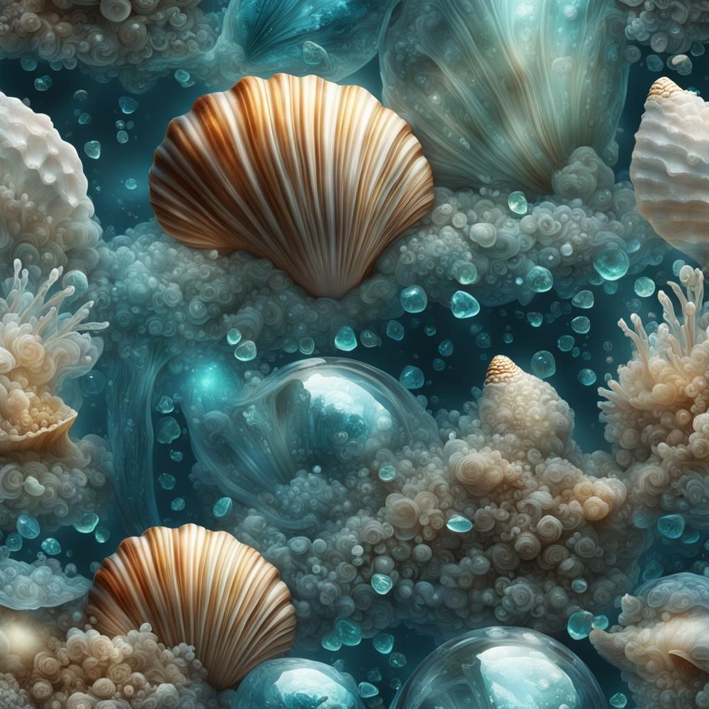 glass sea shell - Stunning Digital Glass Sea Shell Masterpi...