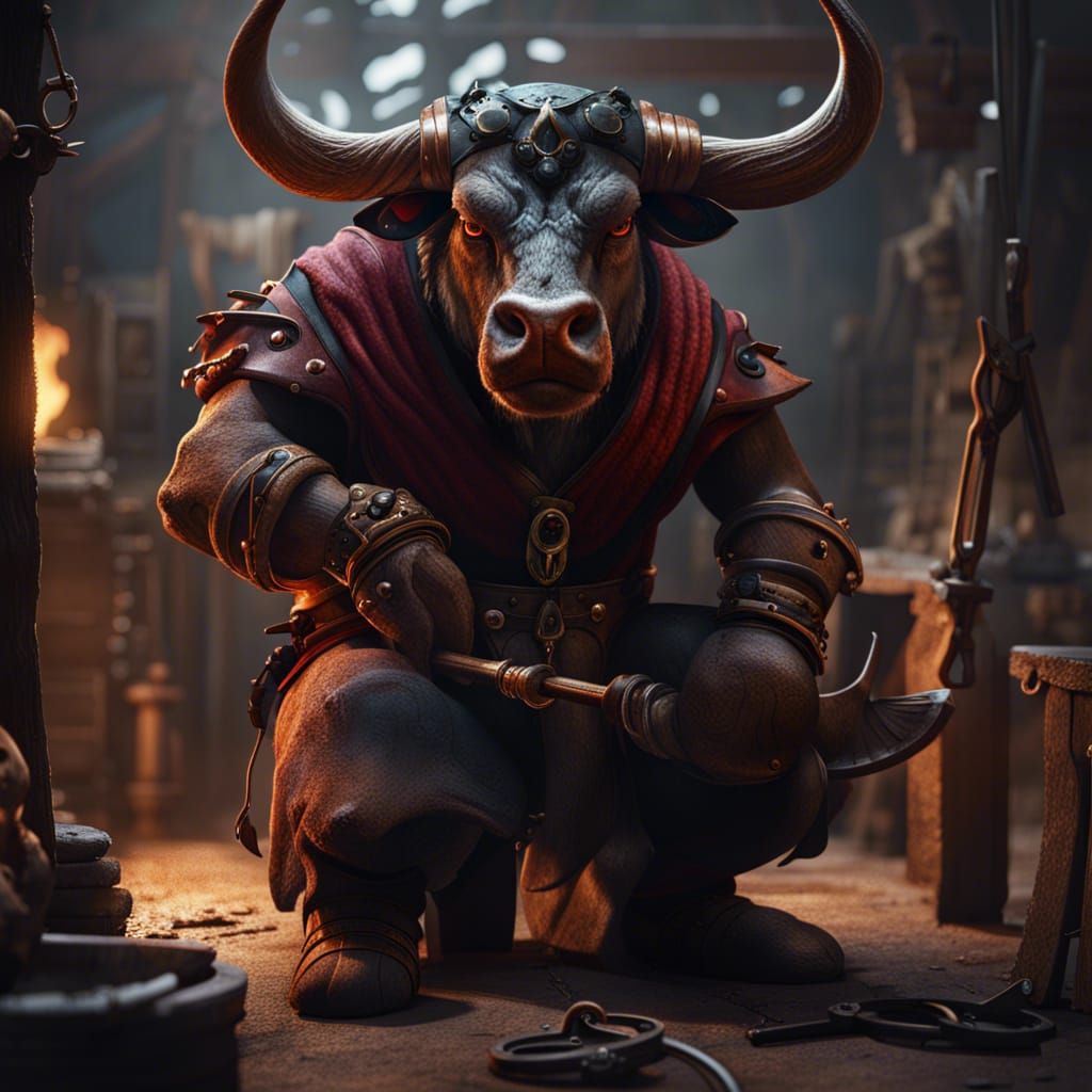 Tonovi, the Bull Blacksmith - AI Generated Artwork - NightCafe Creator