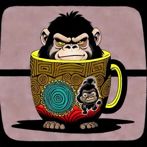 Grumpy Gorilla - Cup Of Coffee Starter Construct - AI Generated Artwork - NightCafe Creator