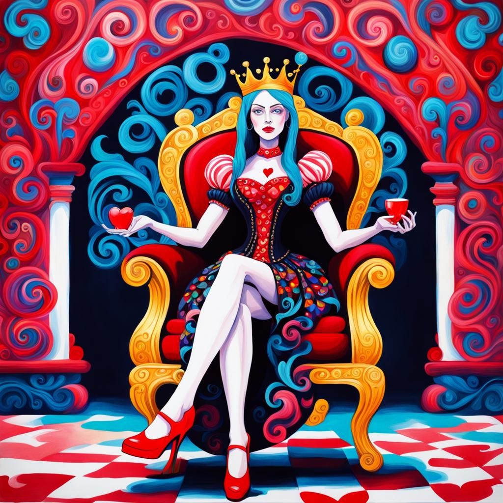 Queen of Hearts on Her Throne - Candy - AI Generated Artwork - NightCafe Creator