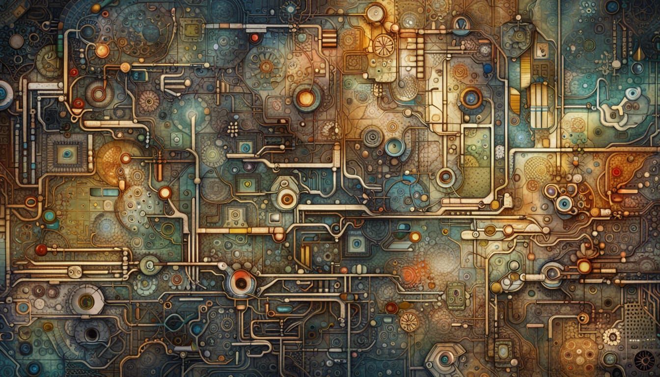 detailed digital artwork representing intricate neural networks algorithms behind Natural ...