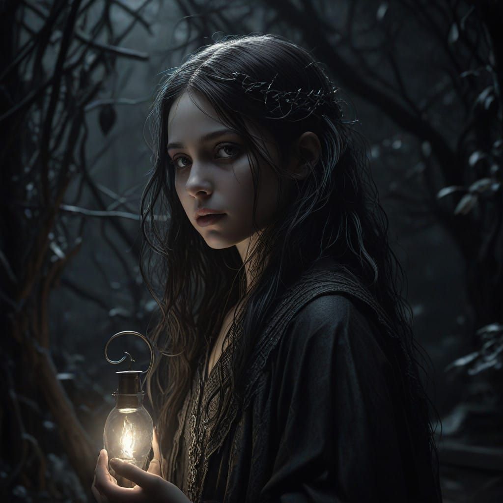 Hyper-realistic portrait photography. A gothic child of the Devil. Soft ...