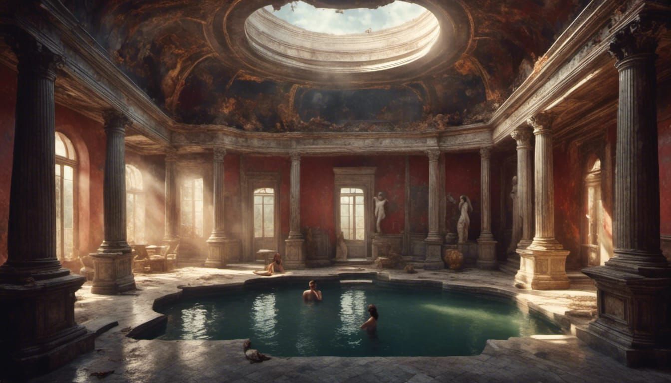 a Roman bath inside the Governor's Villa - AI Generated Artwork ...