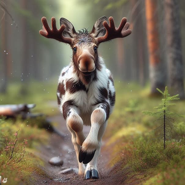 Piebald baby moose - AI Generated Artwork - NightCafe Creator