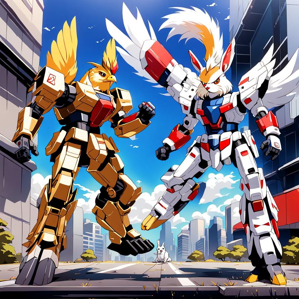 An anthropomorphic chicken Digimon. And an anthropomorphic squirrel ...