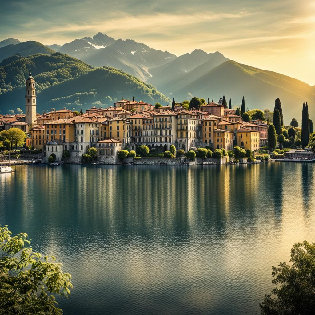 An enchance beautiful landscape Lake Como - AI Generated Artwork ...