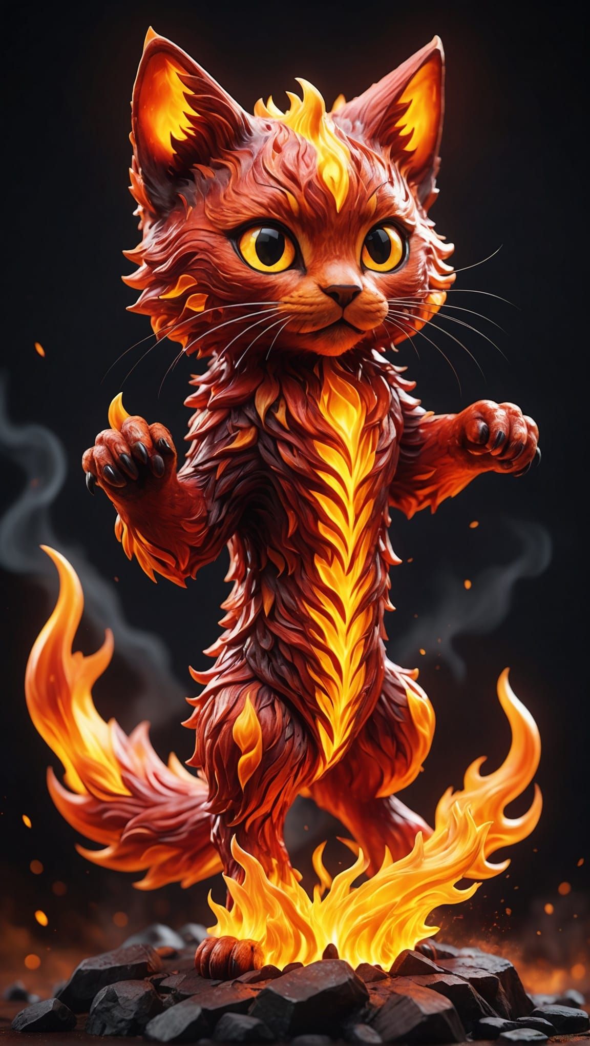 elemental fire kitty with flamey fur - AI Generated Artwork - NightCafe ...