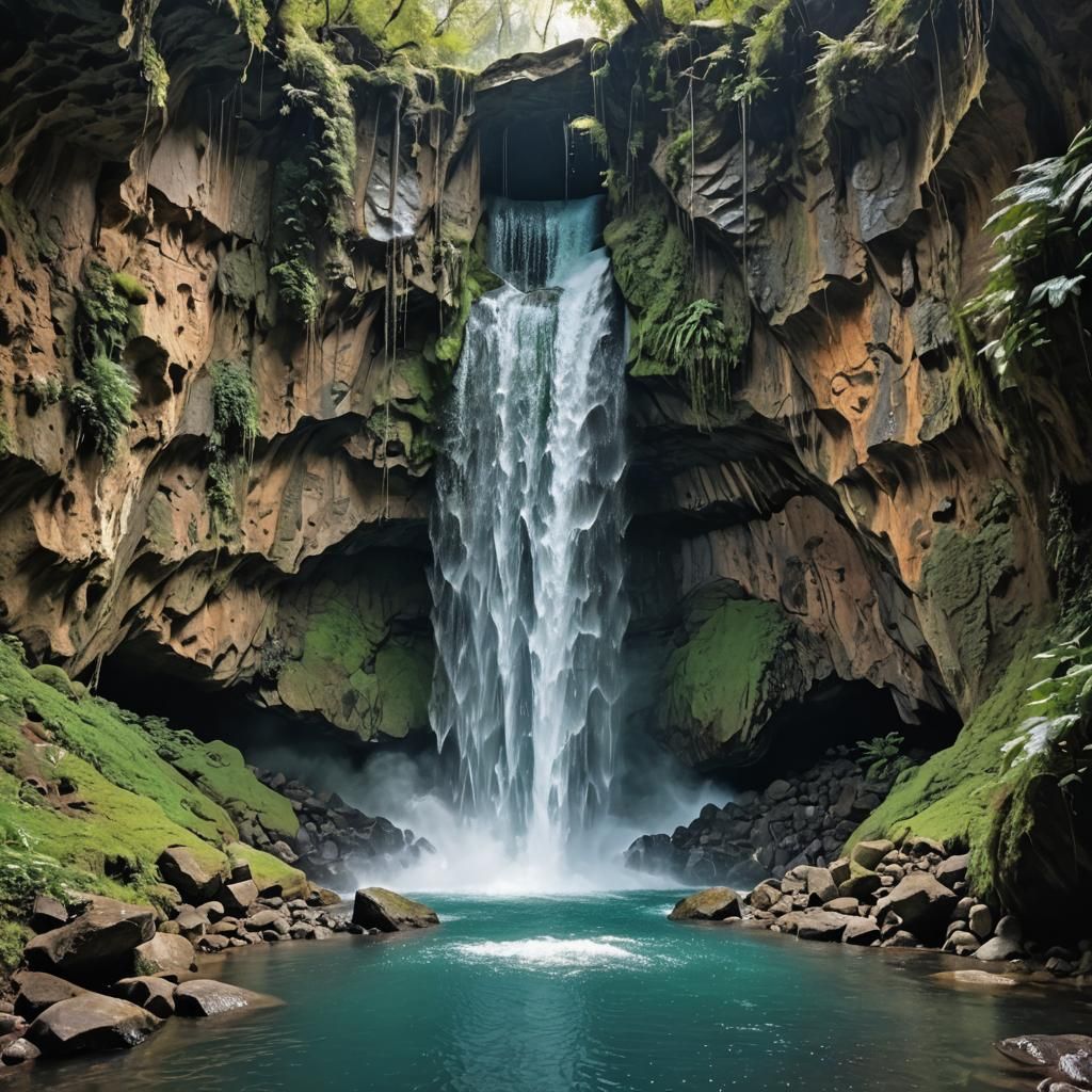 waterfall - AI Generated Artwork - NightCafe Creator