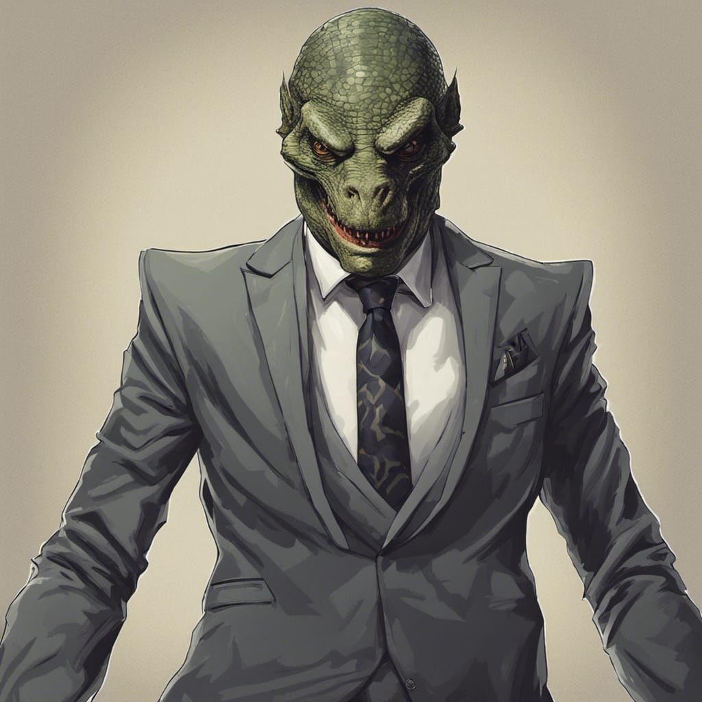 Evil Reptilian Man in a suit - AI Generated Artwork - NightCafe Creator