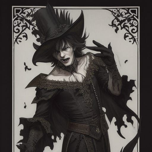 Vampire in Delirious Dance as Impressionist Art - AI Art